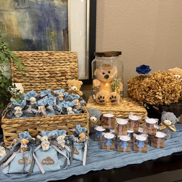 Blue Teddy Bear Sachet Bags, Beary First Birthday, Teddy Bear Baby ...