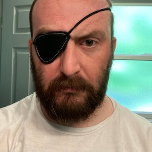 Black Leather White Stitching Eye Patch Metal Gear Solid Snake Big Boss ...