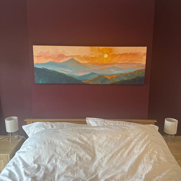 Vintage Spring Meadow Forest Landscape Wall Art, Long Horizontal ...