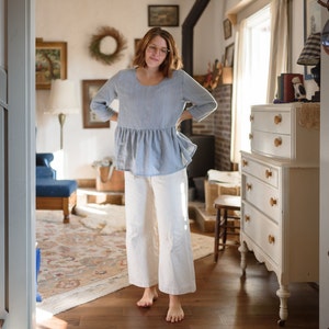 Women's Linen Blouse Sewing Pattern Linen Tunic Top Easy Beginner ...