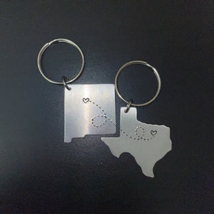 Choose Your State or Country Custom Long Distance Keychain Set - Etsy