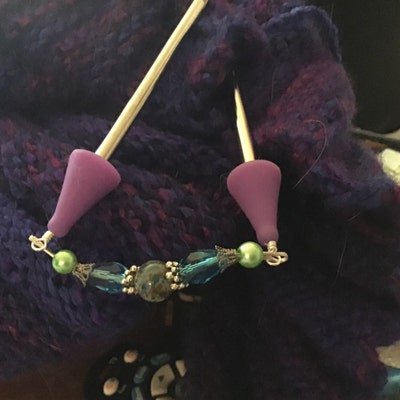 Beaded Knitting Needle Tip Cover for Knitters, Stitch Holder, Point ...