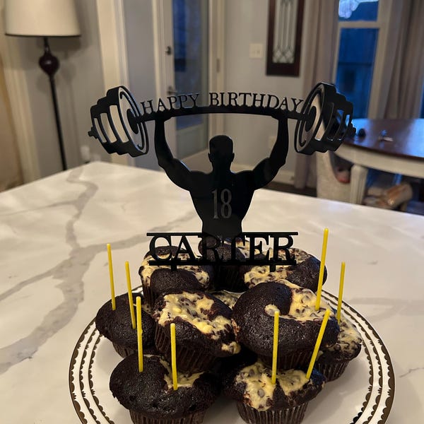 Personalized Bodybuilder Name & Age Cake Topper Strong Man Custom ...