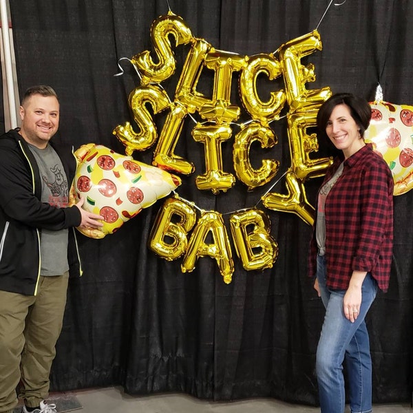 SLICE SLICE BABY Balloons Pizza Party Pizza Decorations Banner Balloons ...