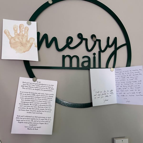 Merry Mail Christmas Metal Sign, Christmas Card Photo Holder, Holiday ...