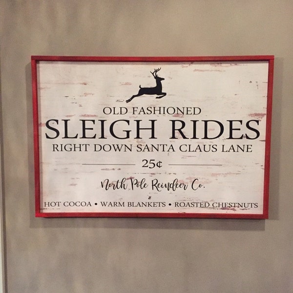 Sleigh Rides Printable-reindeer Sleigh Rides Sign-old Fashioned Sleigh ...