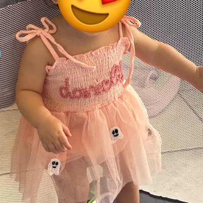 Custom Name Tutu, Hand Embroidered Baby Romper, Personalized Birthday ...