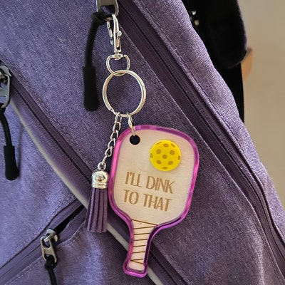 Pickleball Keychain or Bag Tag, Engraved With Name and Saying - Etsy