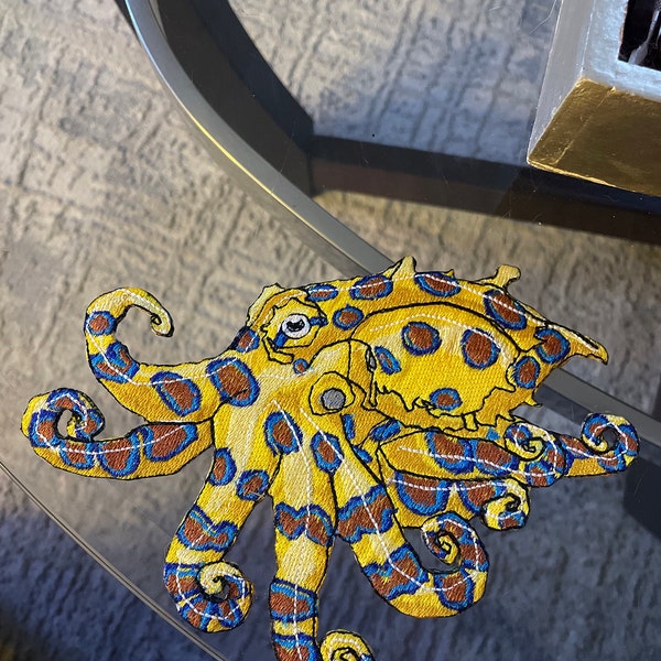 Huge Blue-ringed Octopus Iron on Patch or Sew ON Ready to Ship Blue ...