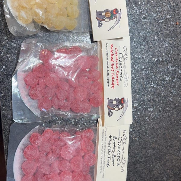 Carolina Reaper Hard Candy Drops: Cinnamon, Pineapple, Raspberry (3 ...