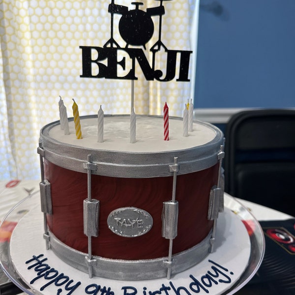 Custom Drums Cake Topper, Music Party Decorations, Rockstar Cake Topper ...