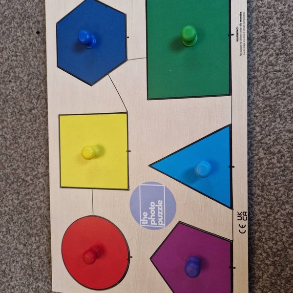 Family Photo Shape Puzzle 6 Shapes Handmade Wooden Montessori Toy for ...