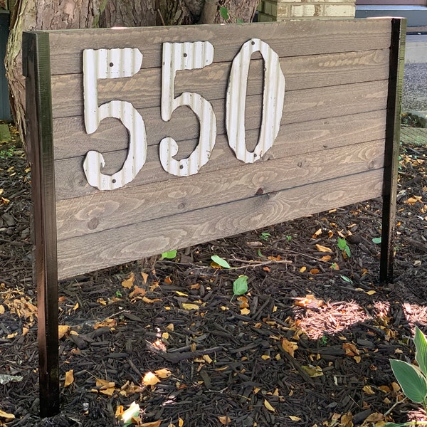 12 Inch Corrugated Tin Numbers / Rusty Tin Numbers / Corrugated Tin ...