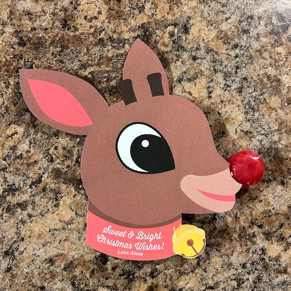 Rudolph Lollipop Christmas Printable - Christmas Gift Tag, Treat Tag ...
