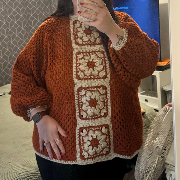 Oversized Crochet Sweater Pattern: 70s African Flower Granny Square ...