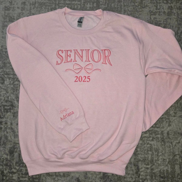 Embroidered Senior Sweatshirt, Coquette Bow, Customized Grad Gift ...