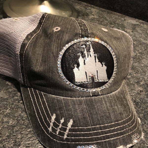Womens Disney Hat - Disney Castle Baseball Cap - Bling - Etsy