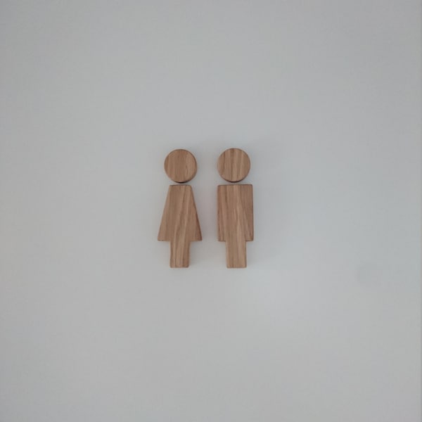 Oak Wood Restroom Sign: Modern Male & Female WC Door Plate - Etsy