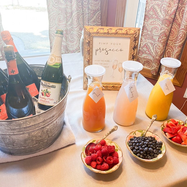 Pimp Your Prosecco Sign & Tag, Mimosa Sign, Minimalist Wedding, Bridal ...