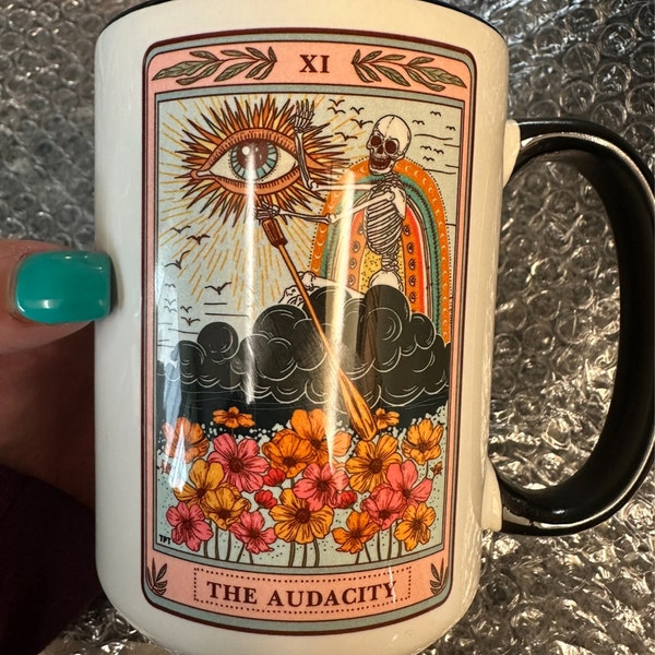 Audacity Tarot Card Mug, Occult Skeleton Tarot Card Coffee Mug, the ...