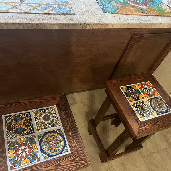 Talavera Mexican Tile End Table - Etsy