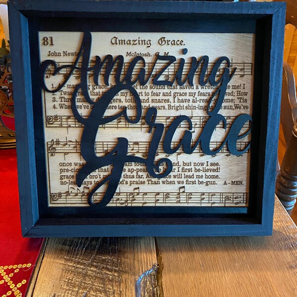 Amazing Grace Sign Svg – Layered Wood Hymn Laser File – Gospel Wall ...