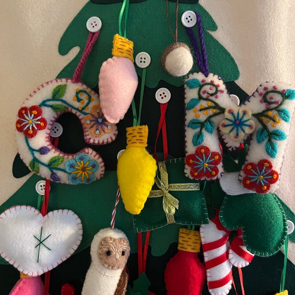 White Letter - Embroidered Wool Ornament Alphabet Initials Abcs ...