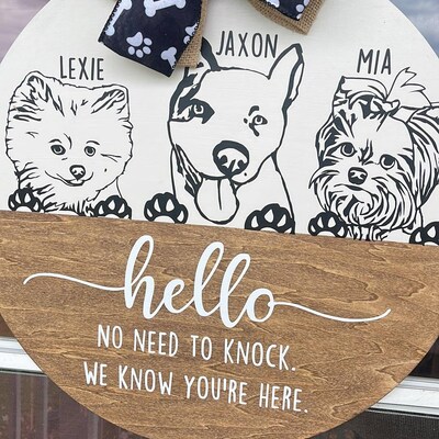 Pet Welcome Sign/ Pet Door Sign/ Dog Door Sign/pet Portrait Wreath/ Dog ...