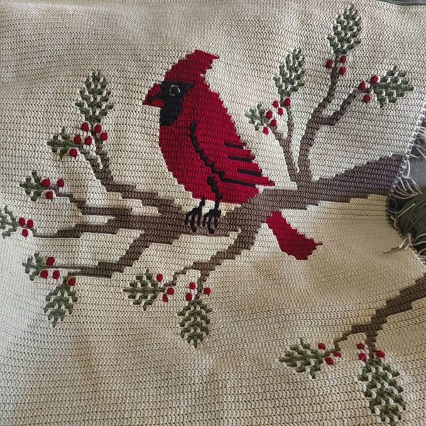 PDF PATTERN - Cardinal Forest Overlay Mosaic Blanket, for Cozy Winter ...