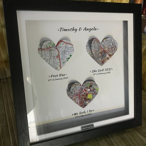 First MET First DATE First KISS, Valentines Day, Map Gift, Partner ...