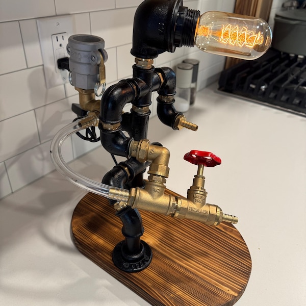 Pipeman Desk Lamp, Robot Lamp, Home Decor, Gift for Him, Edison ...