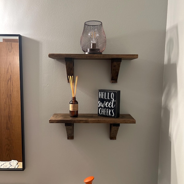 Old Country Wood Shelf - Tobacco Brown, Western Shelf, Rustic ...