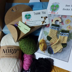 Bee Happy KIT Knitting Craft Kit Knit Your Own Bee Socks, All You Need ...