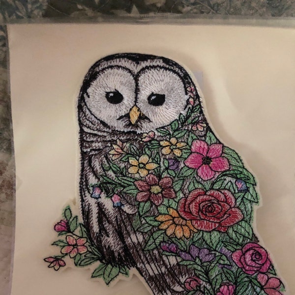 Owl Floral Embroidered Patch -owl Patches - Owl Embroidery Designs ...