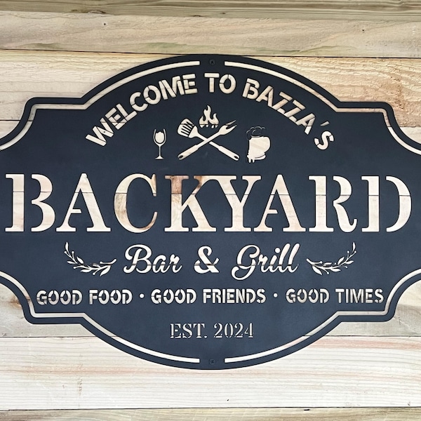 Personalized Backyard Sign Custom Bar & Grill Sign Metal Sign Bar Signs ...