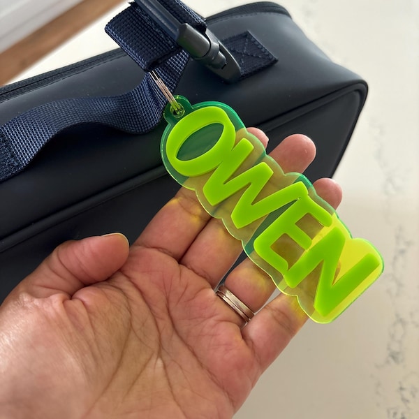 Personalized Keychain/ Acrylic Keychain / Diaper Bag Tag/ Lunch Box Tag ...