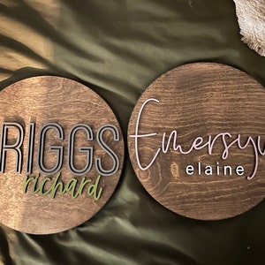 3D Baby Name Sign, Nursery Name Sign, Round Sign, Nursery Decor, Birth ...
