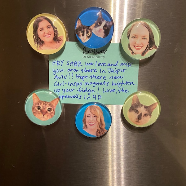 Personalized Photo Magnets: 1.5" Glass Set of 6 Reusable Tin Birthday ...
