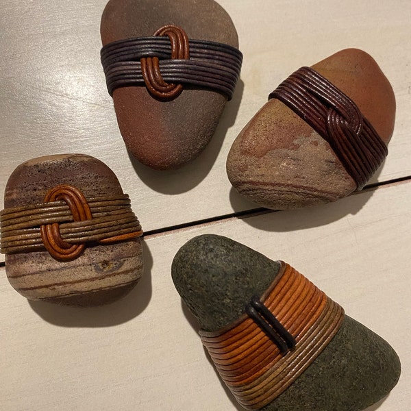 Sold as a Set, Handmade Copper Wire Stand With Handwoven Leather ...