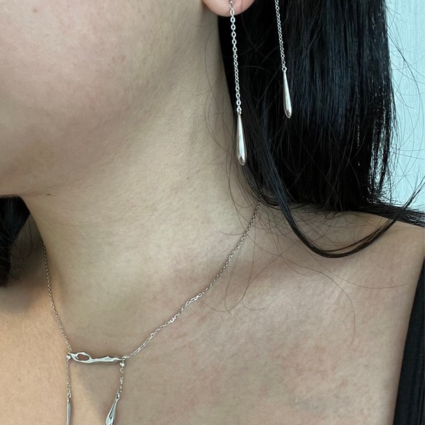 Opal Ear Pin Earring, Ear Crawler Hook Earrings, Sterling Silver Ear ...