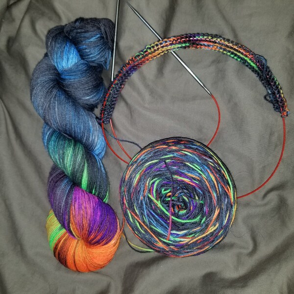 Hand Dyed Pastel Rainbow and Black Sock Yarn - Toucan Sam | Assigned ...