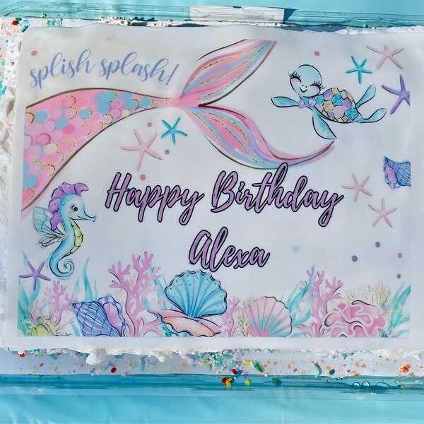 Mermaid Mermaids Splash Party Themed Edible Image Birthday Party Edible ...