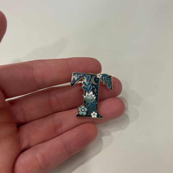 Botanical Letter Enamel Pin - Personalize With Your Initial or Monogram ...