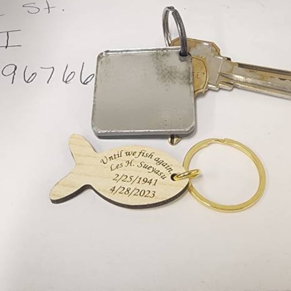 Bulk Funeral Favors Personalized Wood Keychain Fishing Celebration of ...