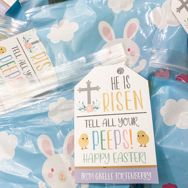 Easter Gift Tags, He is Risen Tell Your Peeps, Religious Kids Easter ...