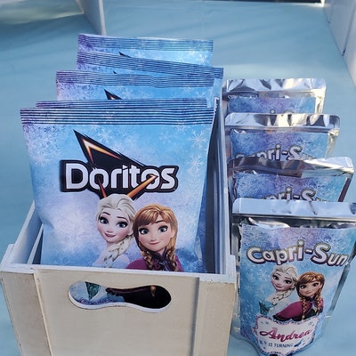 Frozen Birthday Party Chip Bags Wrapper Label Elsa Anna Olaf Snack Bag ...