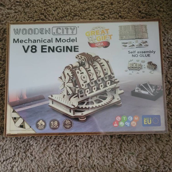 Puzzle 3D "v8 Engine" Model Building Kits for Adults - Wooden Model ...