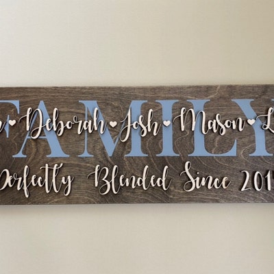 3 D Blended Family Wood Sign Family Home Decor Family Sign With Names ...