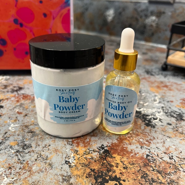 Baby Powder Bundle- Baby Powder Body Cream 4 Oz., & Baby Powder Scented ...
