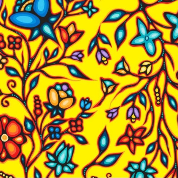 Jackie Traverse Ojibway Florals Cotton 60" Wide- First Nations Fabric ...